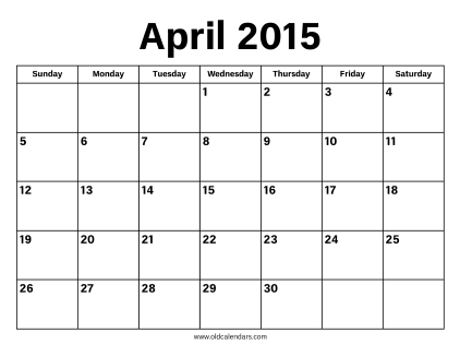 April 2015 Calendar – Printable Old Calendars