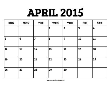 Calendar April 2015 – Printable Old Calendars