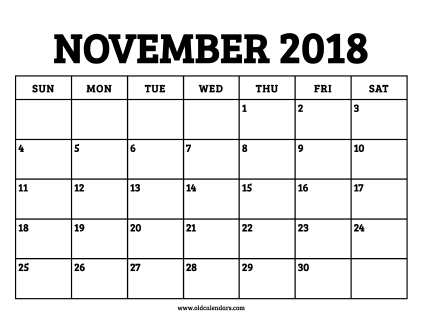 Calendar November 2018 – Printable Old Calendars
