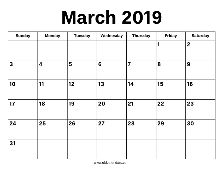 March 2019 Calendar Printable Old Calendars March 2019 Calendar Printable Old Calendars