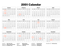 2001 – Search Results – Old Calendars