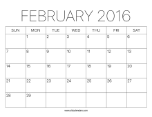 Calendar February 2016 – Printable Old Calendars