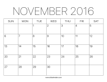 Calendar November 2016 – Printable Old Calendars