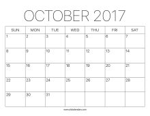 Calendar October 2017 – Printable Old Calendars